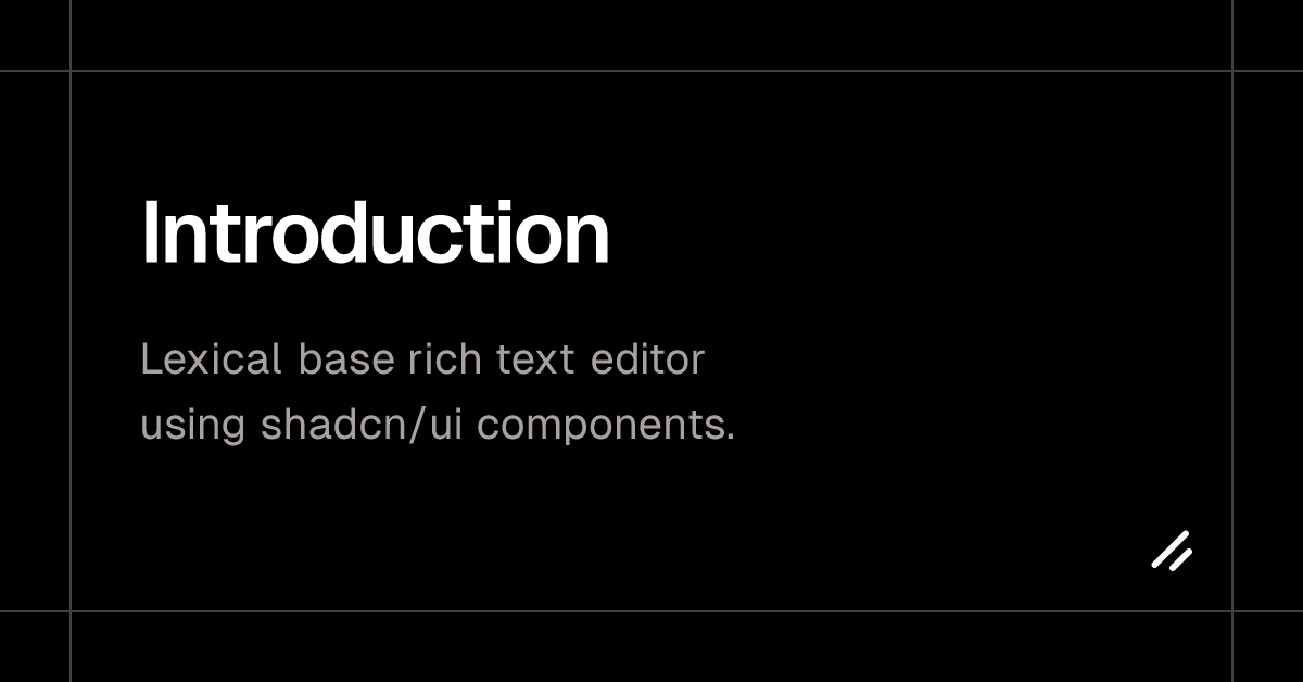Introduction - shadcn/editor Introduction - shadcn/editor